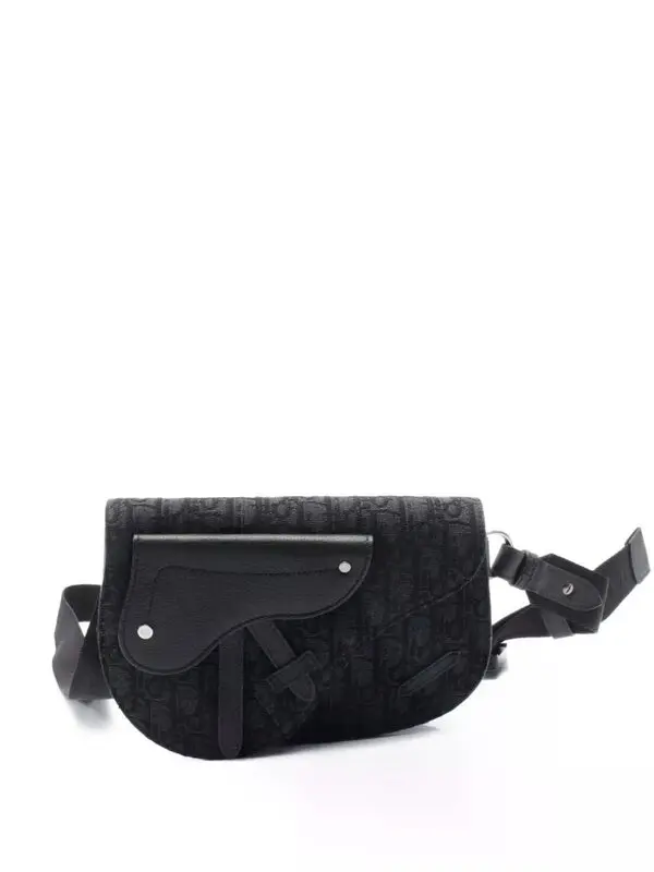 Dior 2010s Oblique Saddle Crossbody Bag - Black