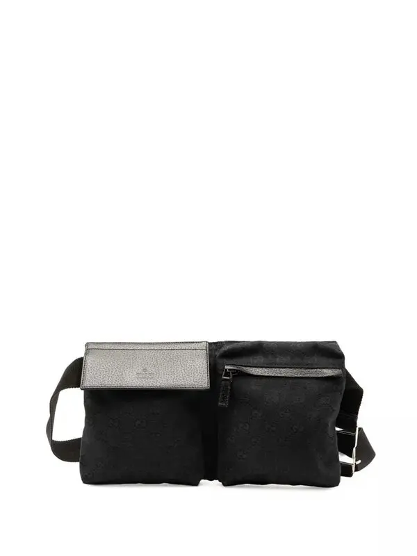 Gucci Gg Canvas Double Pocket Belt Bag - Black