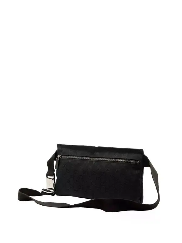 Gucci Gg Canvas Double Pocket Belt Bag - Black