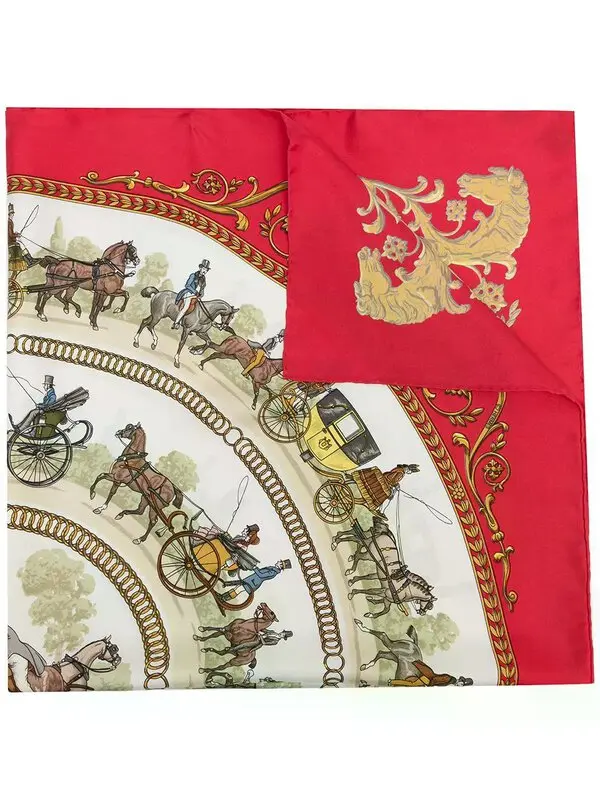 Hermès La Promenade De Longchamps Silk Scarf - Red
