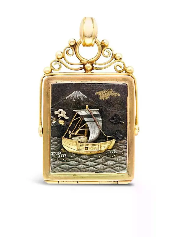 PRAGNELL Victorian Japanese Shakudo Locket Pendant - Gold