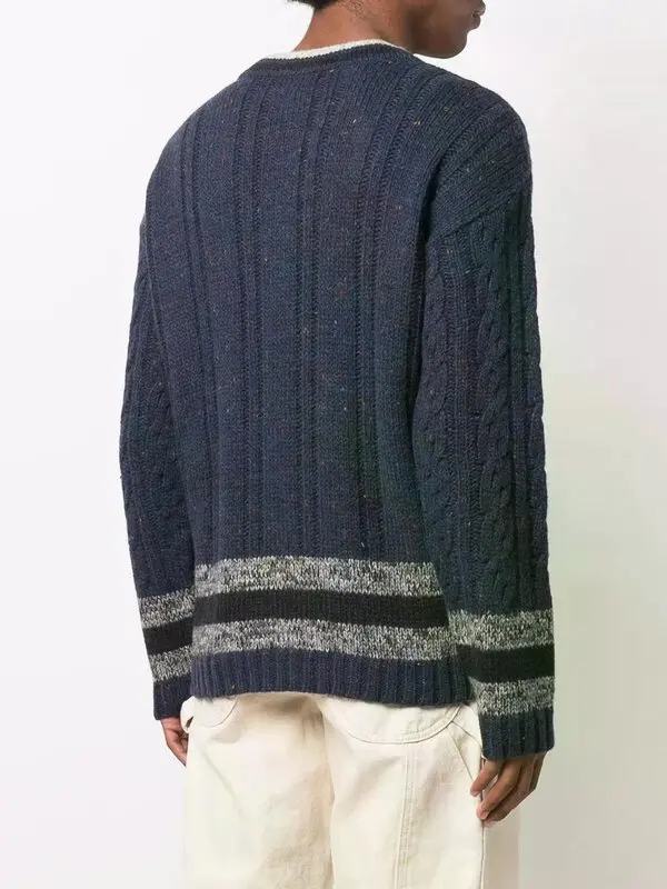 Valentino Garavani 2000s Wool Cable Knit V-neck Jumper
