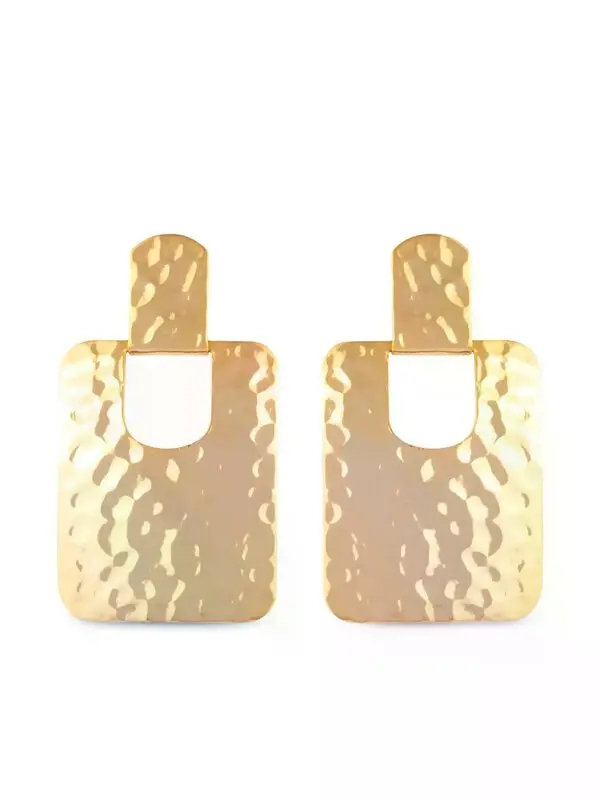 SUSAN CAPLAN 1980s Hammered-effect Drop Earrings - Gold