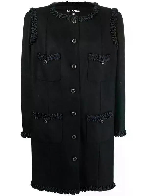 Chanel 2008 Ruffle-detailed Wool-blend Coat