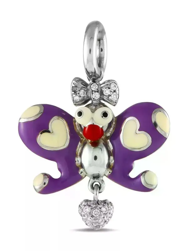 AARON BASHA 18k White Gold Butterfly Diamond Charm - Silver