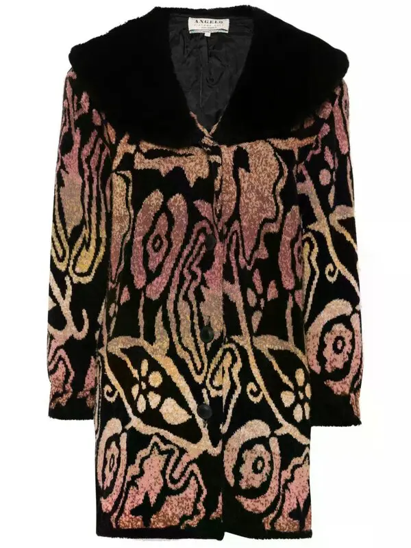 A.N.G.E.L.O. VINTAGE CULT 1980s Intarsia-knit Coat - Black