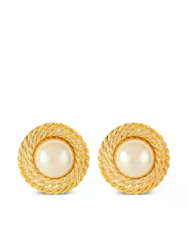 SUSAN CAPLAN 1990s Faux-pearl Clip-on Earrings - White