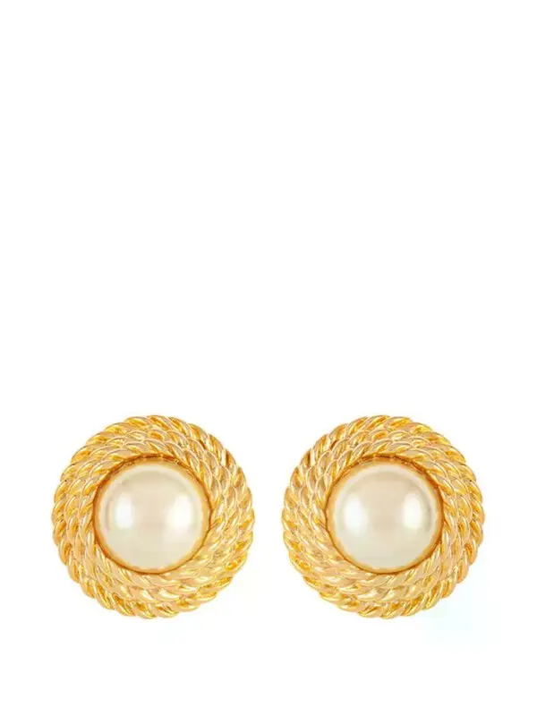 SUSAN CAPLAN 1990s Braided Clip-on Earrings - White