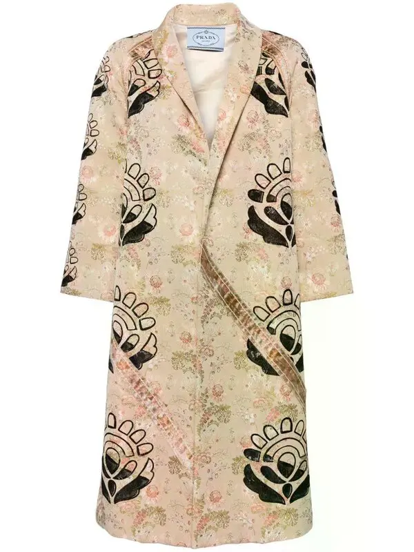 Prada Embroidered Floral Coat