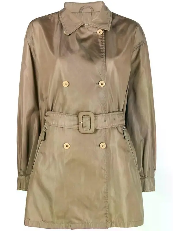 Prada 2000s Double-breasted Belted Trench Coat