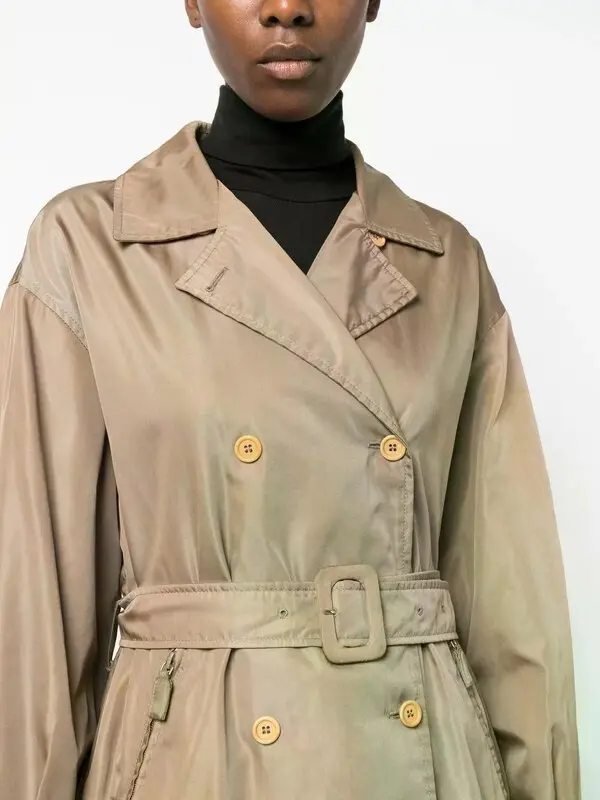 Prada 2000s Double-breasted Belted Trench Coat