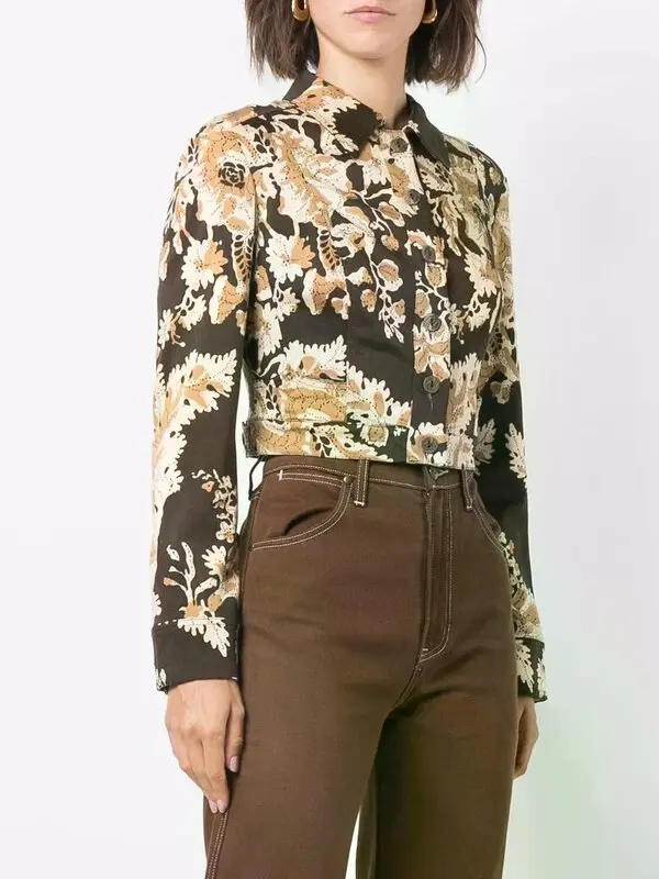 Christian Lacroix 2000s Leaf-print Cropped Jacket