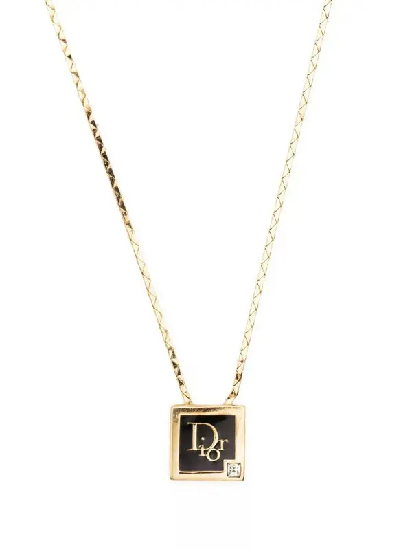 Dior 1980s Logo-pendant Chain Necklace - Gold