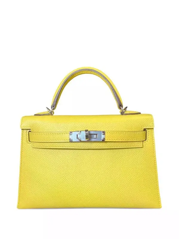 Hermès 2022 Mini Kelly 20 Sellier Epsom Palladium-hardware Tote Bag - Yellow