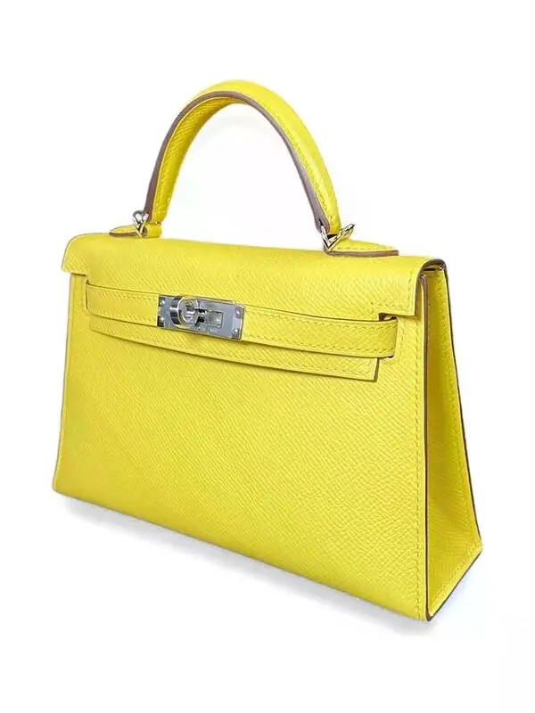 Hermès 2022 Mini Kelly 20 Sellier Epsom Palladium-hardware Tote Bag - Yellow