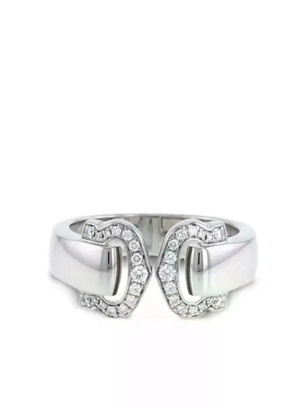 CARTIER 2010s 18kt White Gold C De Diamond Ring - Silver