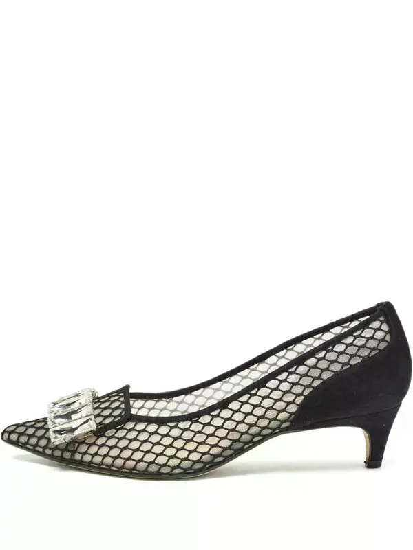 SERGIO ROSSI Crystal-embellished Mesh Pumps - Black