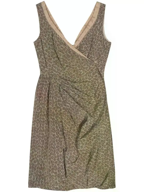 Prada 2000s Leopard-print Asymmetric Midi Dress