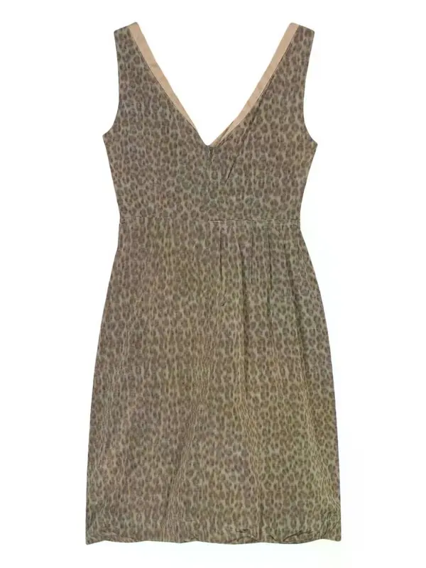 Prada 2000s Leopard-print Asymmetric Midi Dress