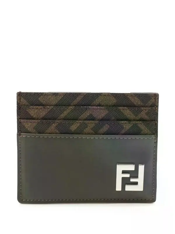 Fendi 2000-2025 Coated Canvas And Leather Ff Case Card Holder - Brown