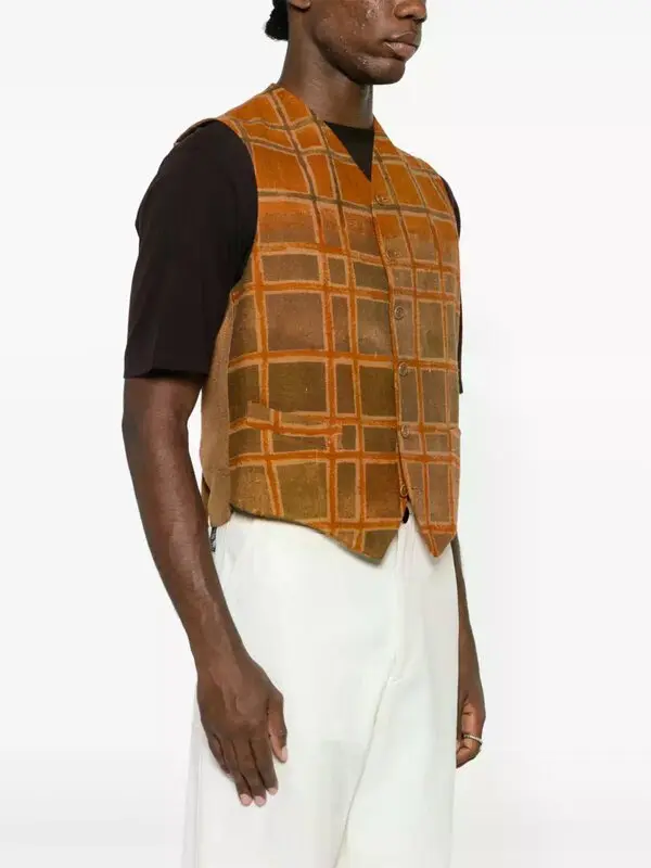ROMEO GIGLI 1990s Check-pattern Waistcoat - Orange