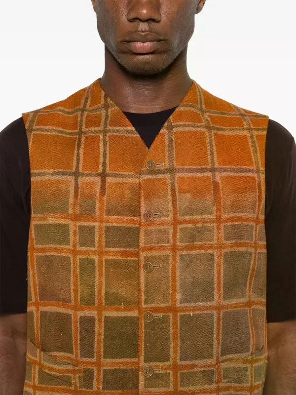 ROMEO GIGLI 1990s Check-pattern Waistcoat - Orange