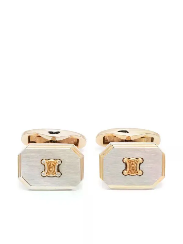 Celine 1980s Triomphe Plaque Cufflinks - Gold