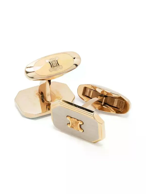 Celine 1980s Triomphe Plaque Cufflinks