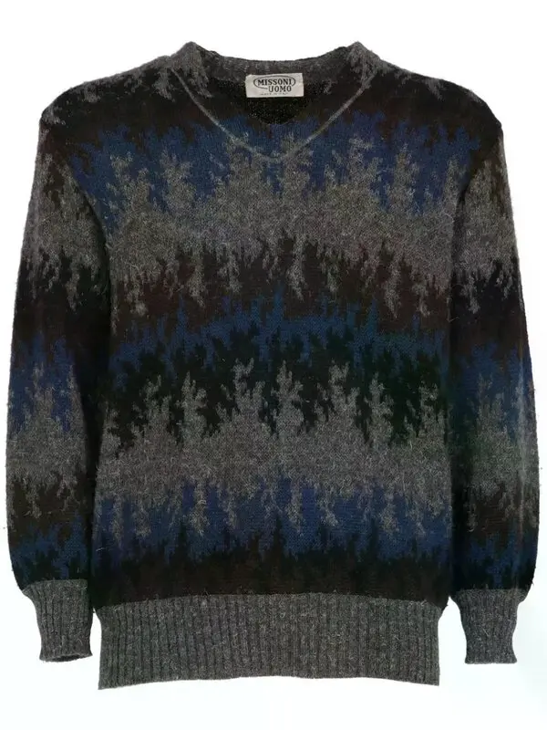 Missoni 1990s Patterned-intarsia Jumper - Grey
