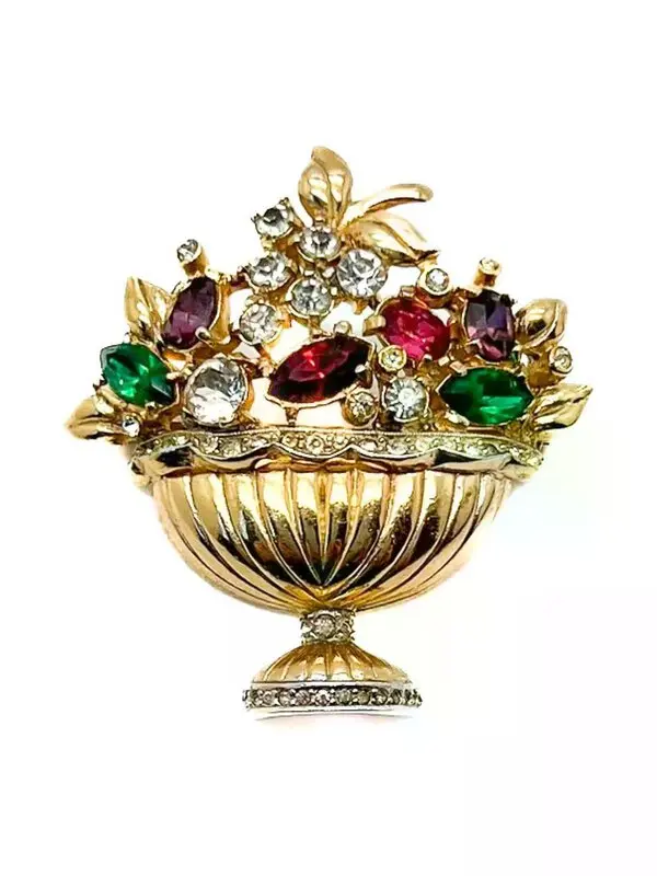 JENNIFER GIBSON JEWELLERY 1950s X Coro Giardinetti Basket Brooch - Gold