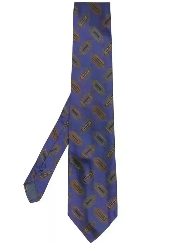 Versace 1980s Abstract-print Silk Tie - Blue
