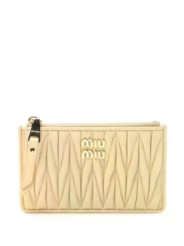 Miu Miu 2010 Leather Matelasse Card Holder - Brown