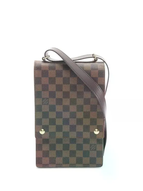 LOUIS VUITTON 2000 Damier Ebene Portobello Crossbody Bag - Brown