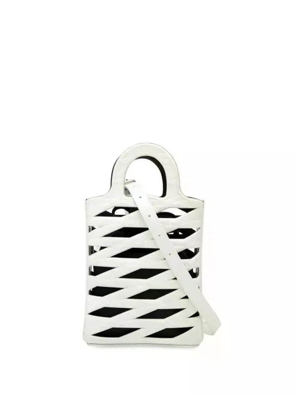 Balenciaga 2021 Leather Neo Basket Phone Holder Satchel - White