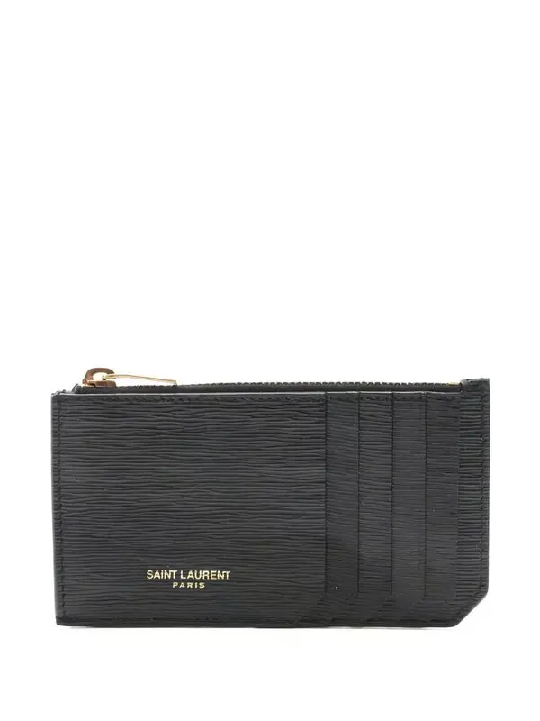 Saint Laurent Zip Leather Wallet - Black