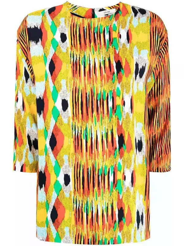 Celine 2000s Abstract Print Blouse