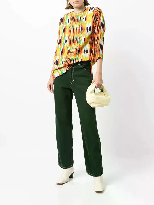Celine 2000s Abstract Print Blouse
