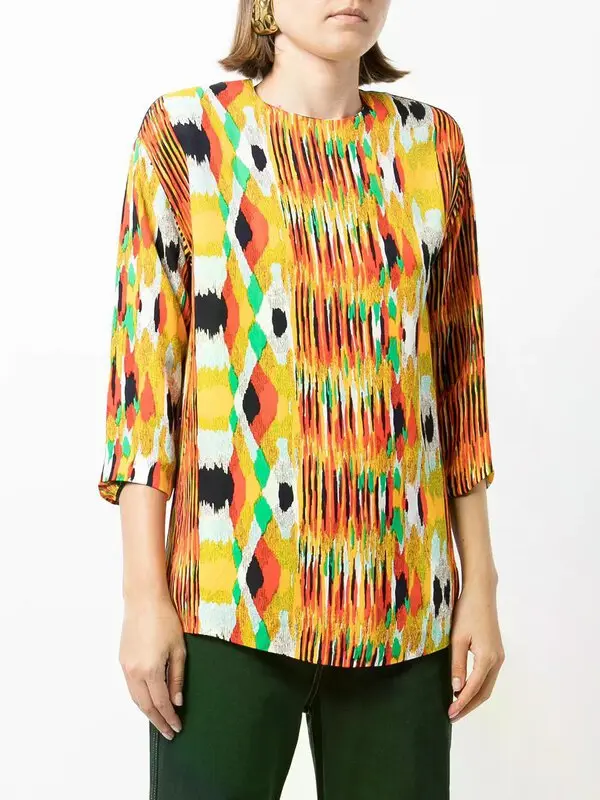 Celine 2000s Abstract Print Blouse