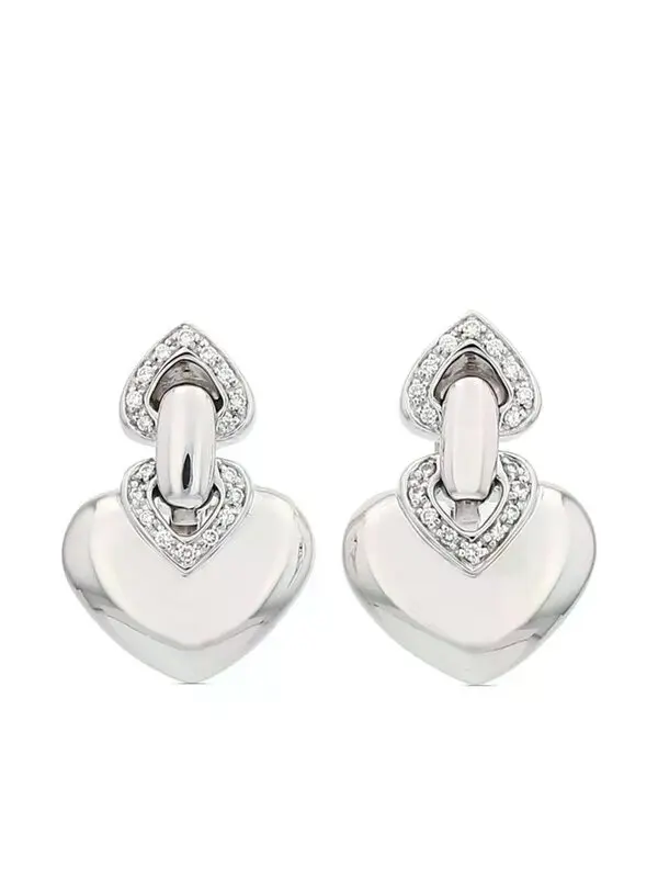 BVLGARI 18kt White Gold Cuore Diamond Earrings - Silver