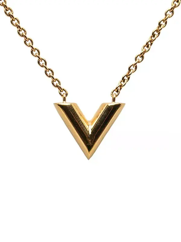 LOUIS VUITTON 2015 Plated Essential V Necklace - Gold
