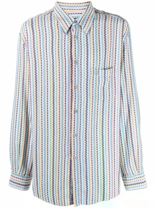 Missoni 1990s Striped Chevron-print Shirt
