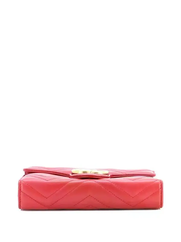 Gucci Gg Marmont Chain Wallet Matelasse Leather Mini Crossbody Bag - Red