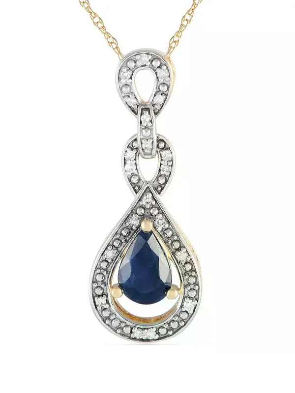 LB EXCLUSIVE 14kt Yellow Diamond And Sapphire Pendant Necklace - Gold