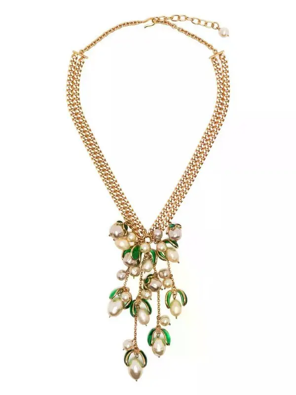 Gripoix Pearl-embellished Chain Necklace - Gold