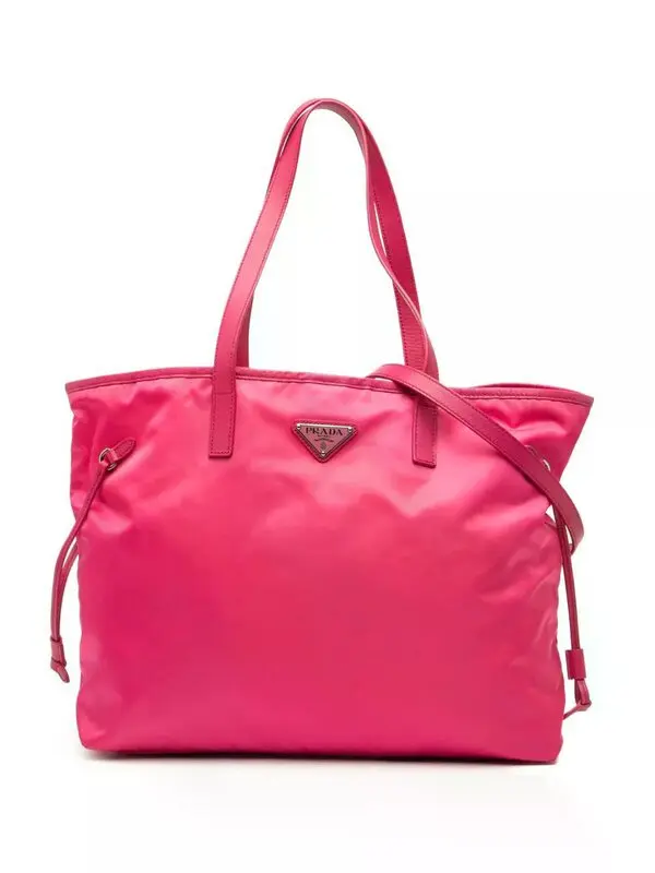 Prada Saffiano Trimmed Tessuto Convertible Tote Satchel