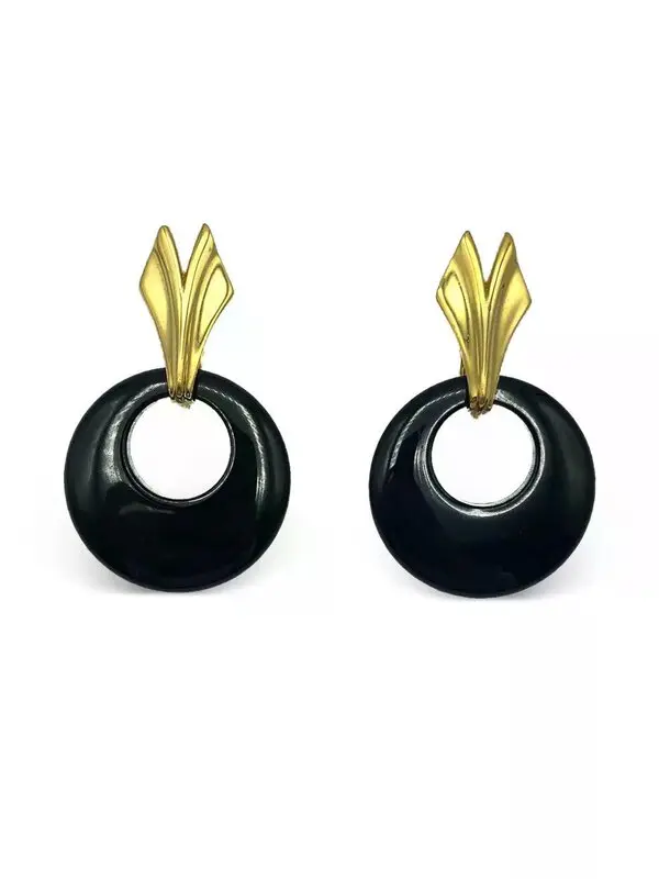 JENNIFER GIBSON JEWELLERY 1960s Trifari Drop Earrings - Black