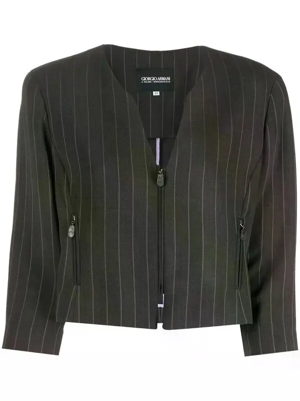 Giorgio Armani 1990s Pinstriped V-neck Jacket