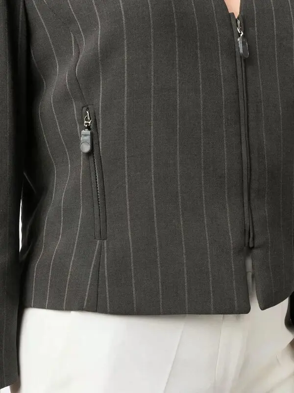 Giorgio Armani 1990s Pinstriped V-neck Jacket