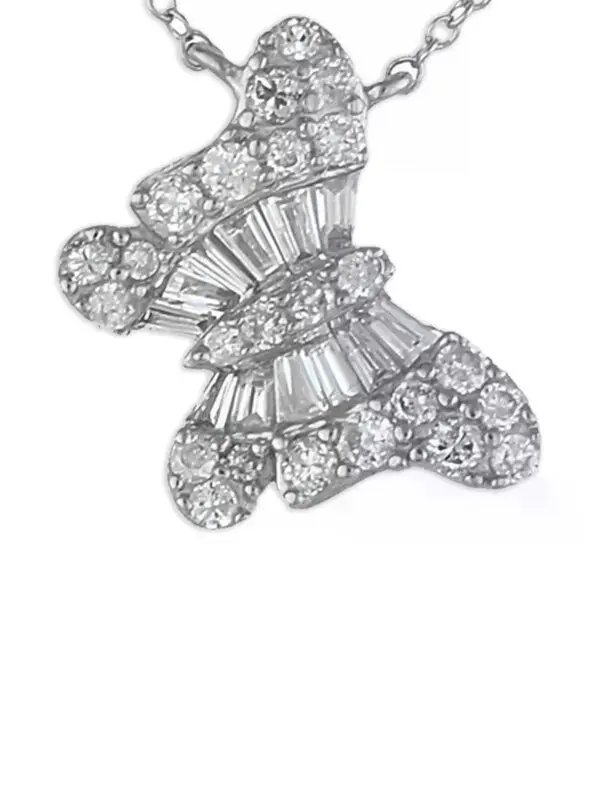LB EXCLUSIVE 14k White Gold Diamond Butterfly Necklace - Silver
