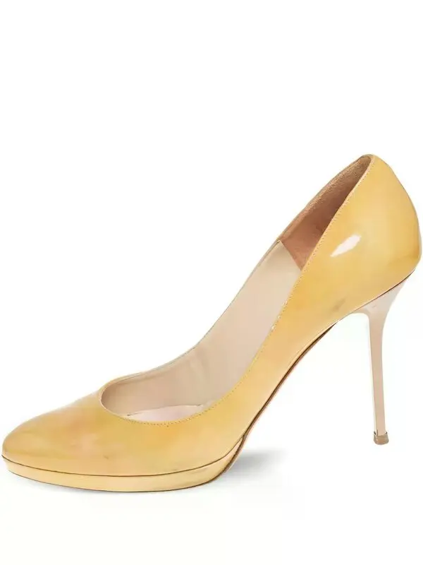 JIMMY CHOO 105mm Cosmic Patent Leather Platform Pumps - Yellow